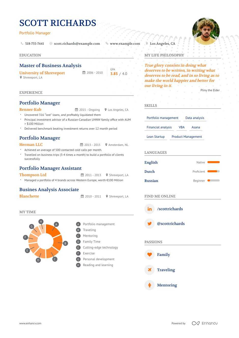 Job Winning Portfolio Manager Resume Examples Samples Tips Enhancv