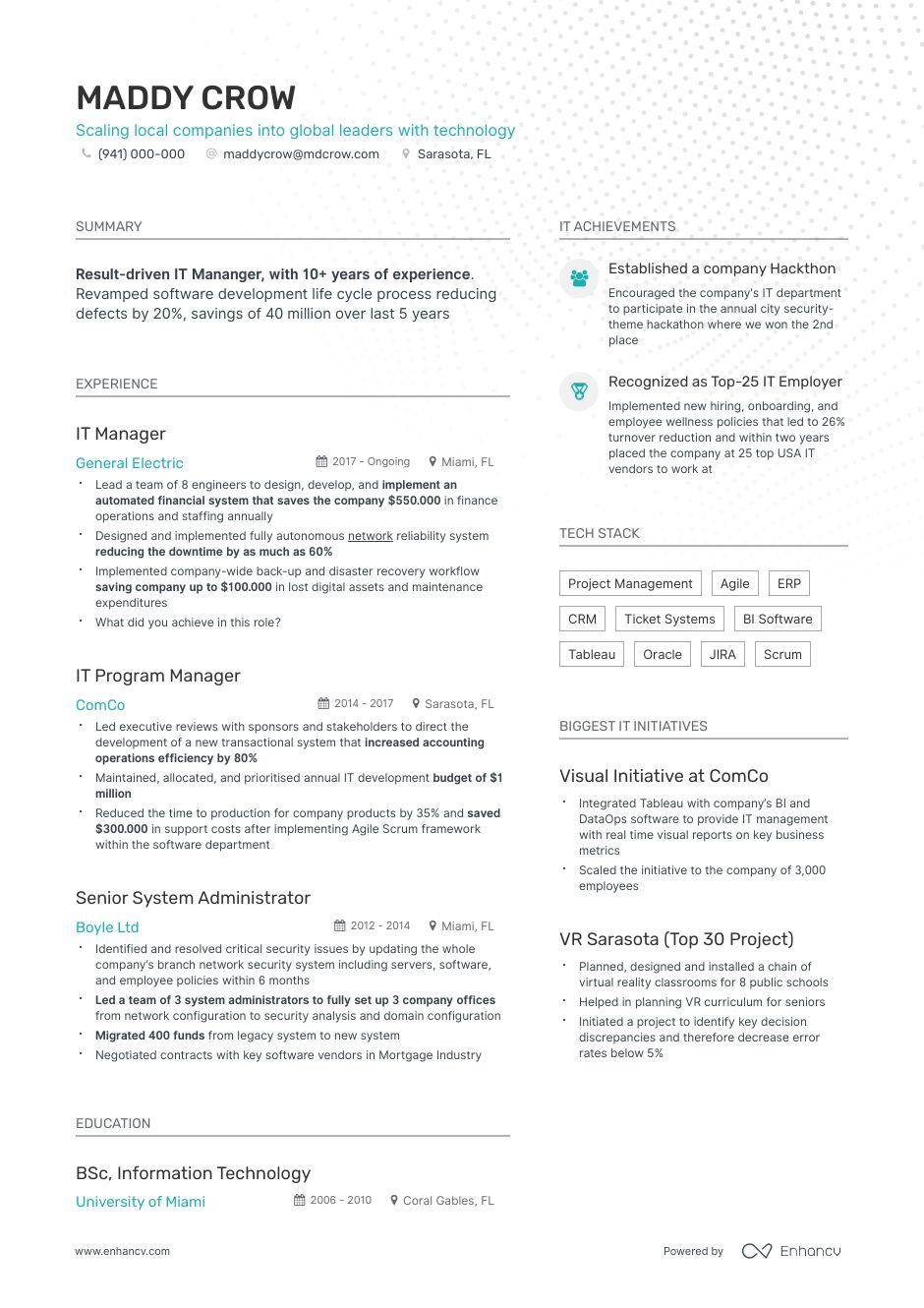 Free Resume Builder | Online Resume Builder | Enhancv.com