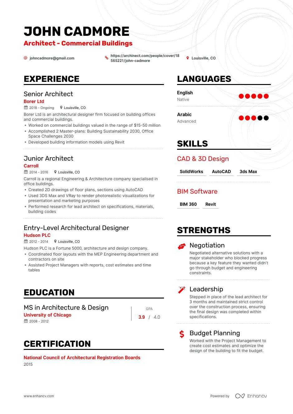 TOP Architect Resume Examples Samples For 2020 Enhancv