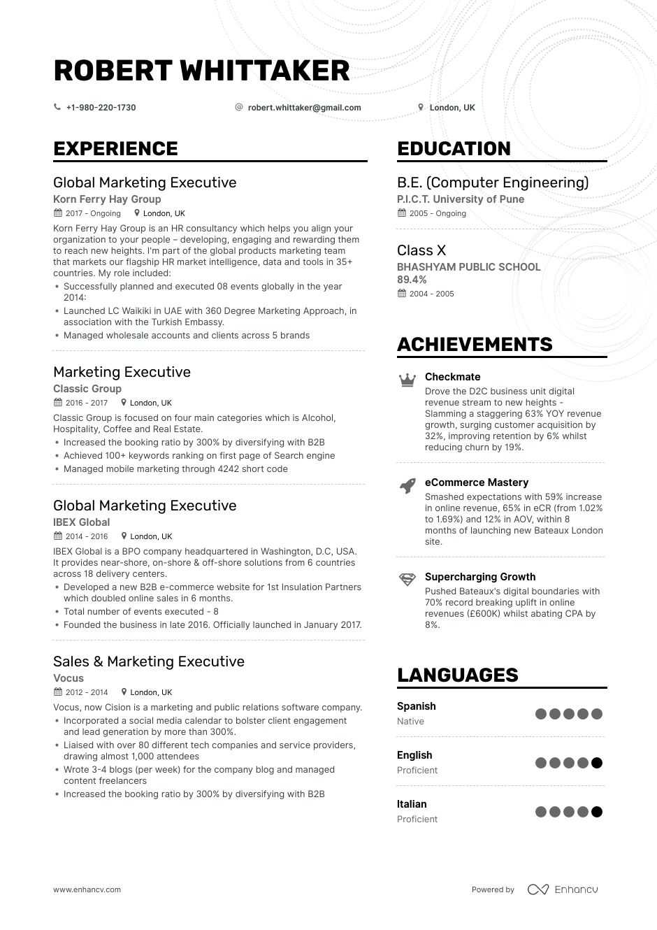 Marketing Executive Resume Template