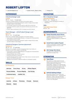 Industrial Designer Resume: 8-Step Ultimate Guide for 2021 | Enhancv
