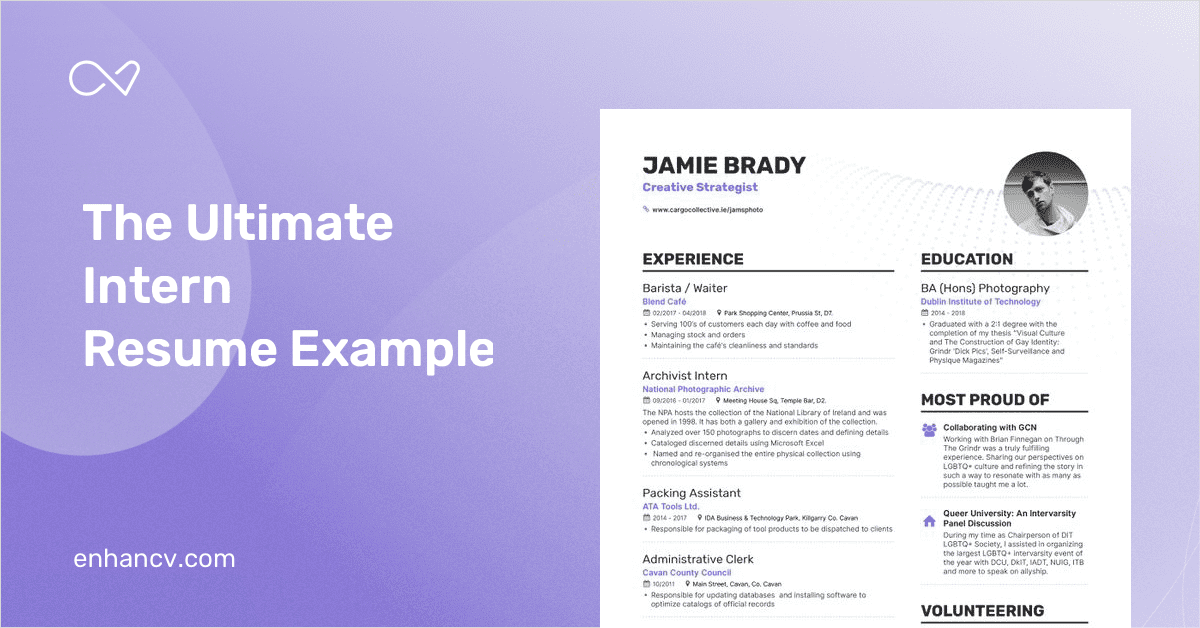 Intern Resume Example and guide for 2019
