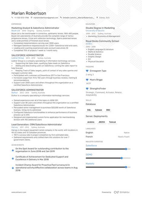 Salesforce Resume Examples + Expert Advice | Enhancv.com