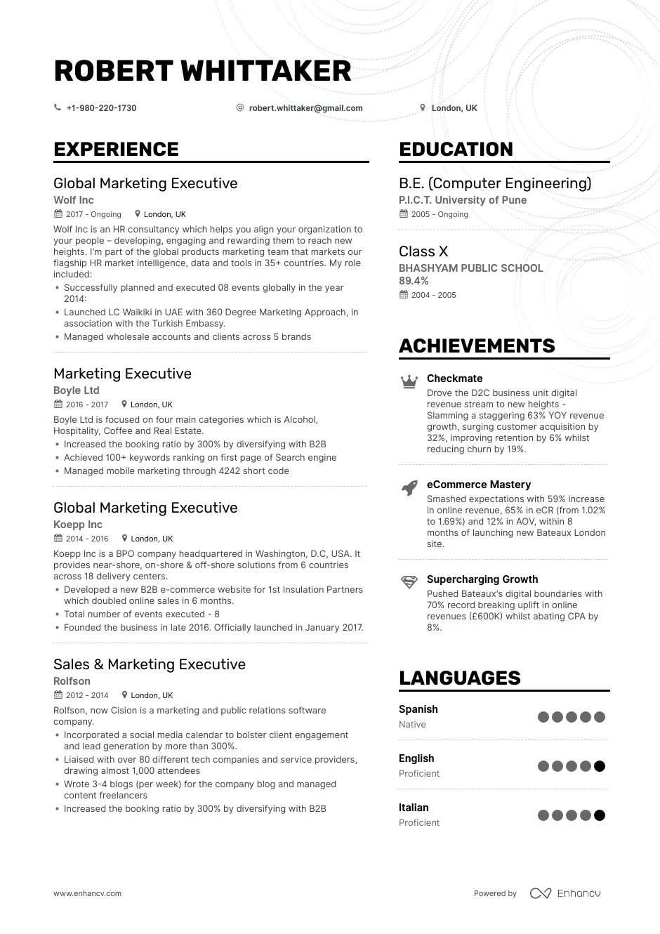 Marketing Executive Resume Examples Pro Tips Featured Enhancv