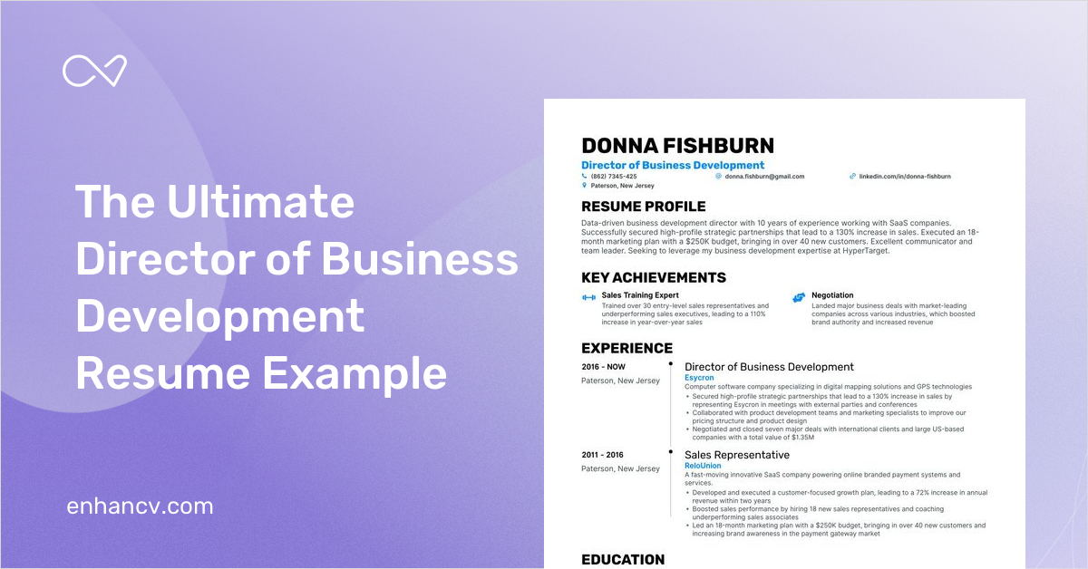 Director of Business Development Resume: Examples & Guide for 2021