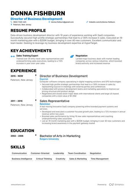 Director of Business Development Resume: Examples & Guide for 2021