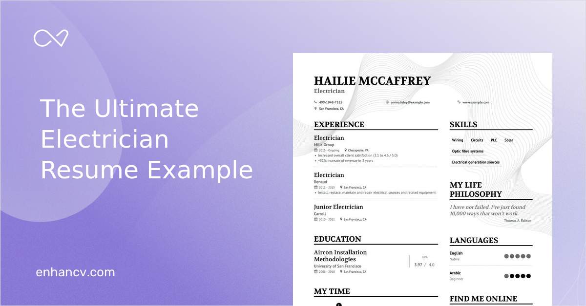 Electrician Resume Examples [Inside How-To Tips] | Enhancv