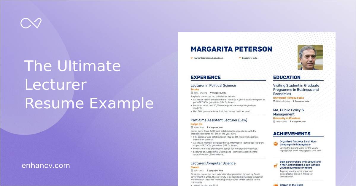 DOWNLOAD Lecturer Resume Example For 2021 Enhancv
